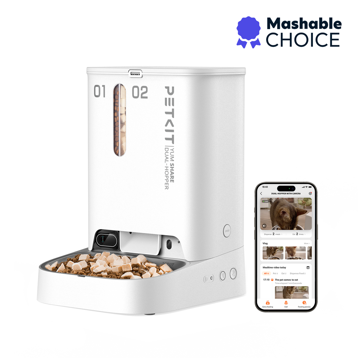 YumShare Dual-Hopper Automatic Feeder with Camera – Smart Pet Feeding