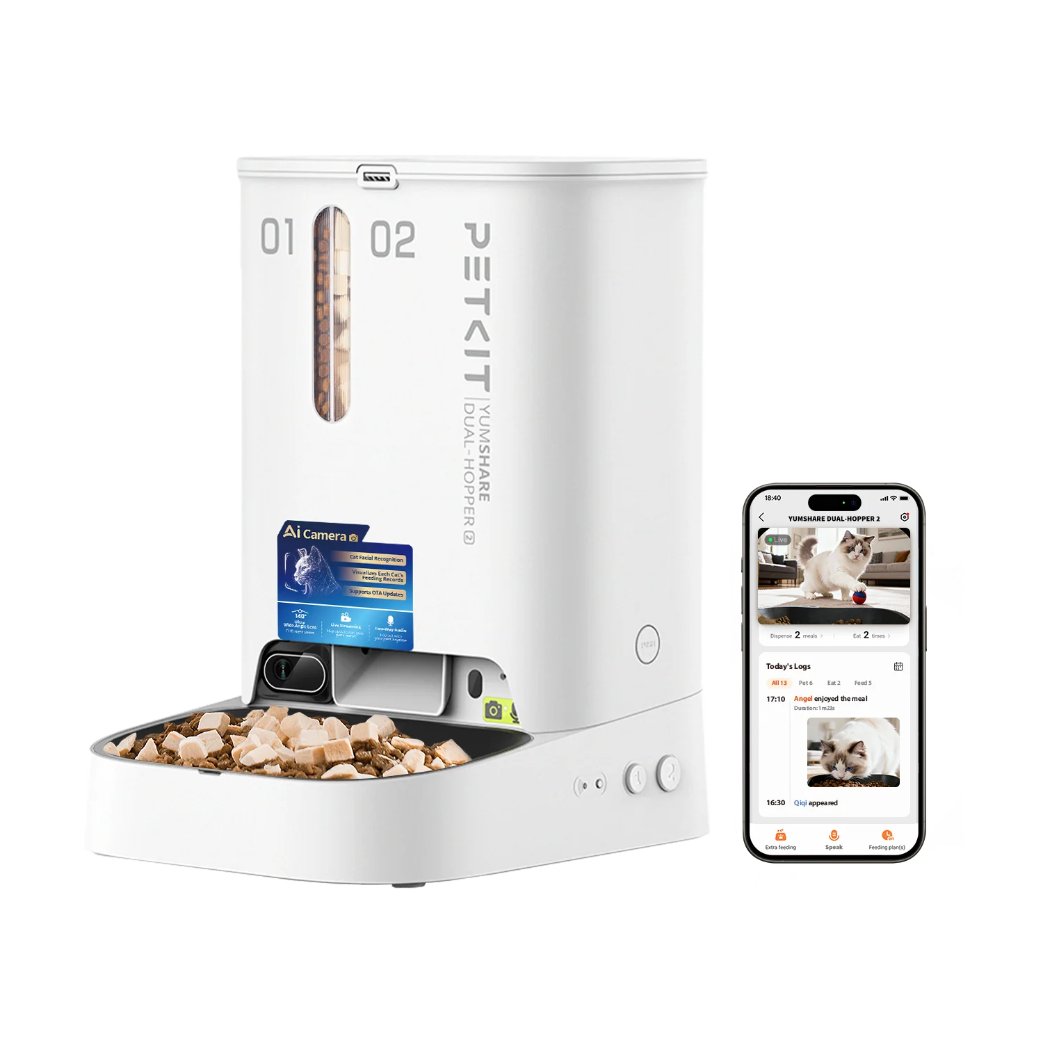 YumShare Dual-hopper Automatic Feeder with Camera